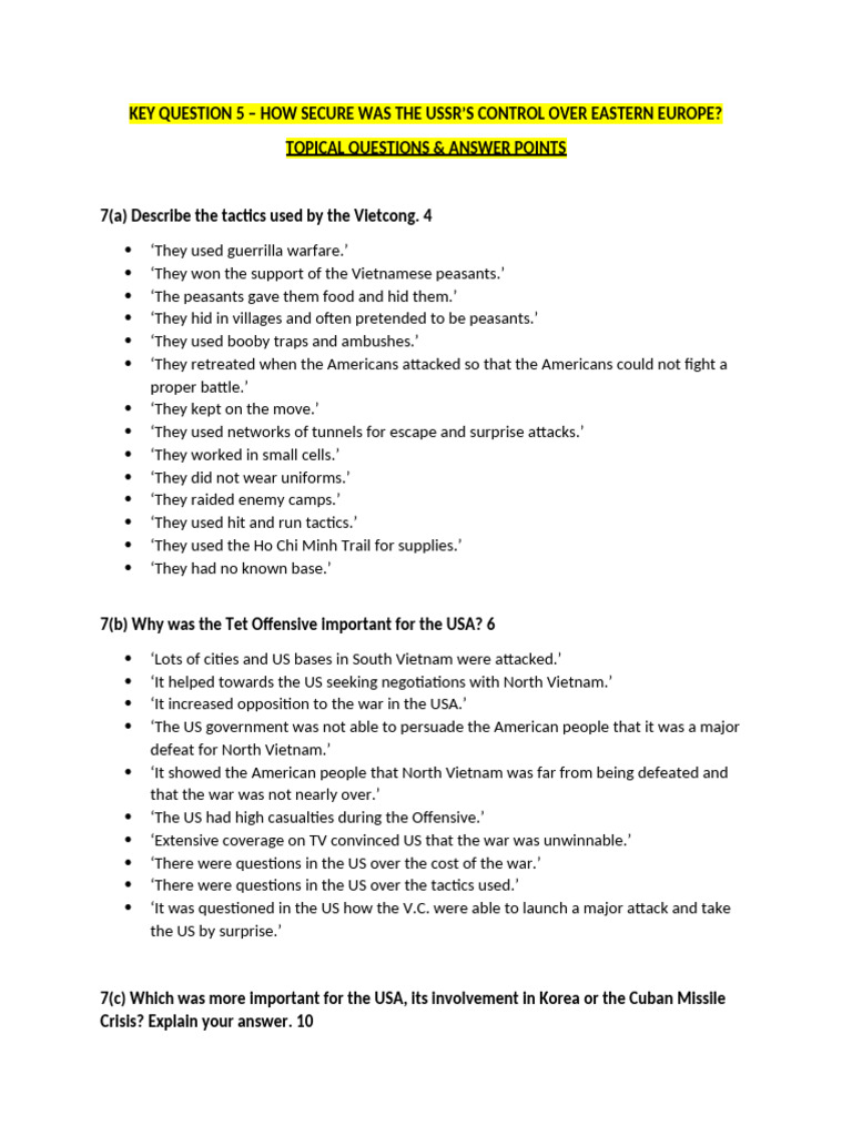 Cold War Conflicts & US Involvement | PDF | Korean War | Cuban Missile ...