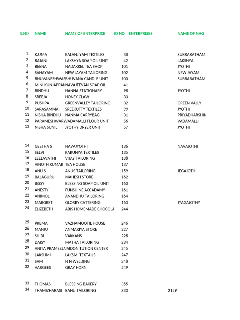 List of Enterprises and Loans | PDF
