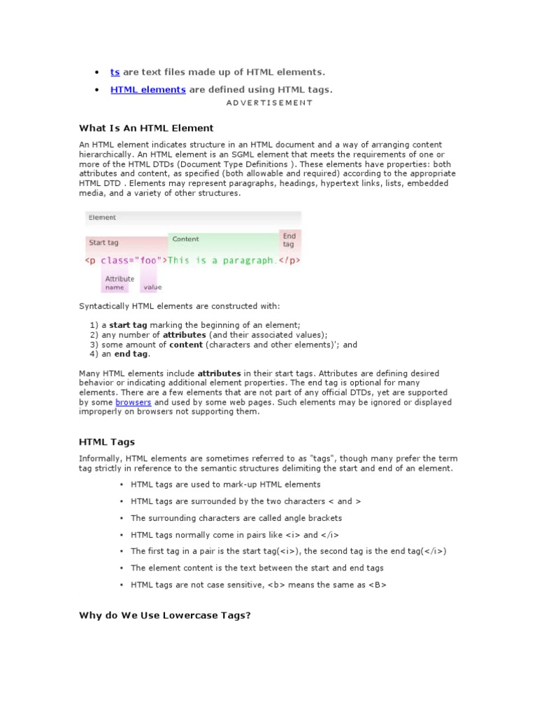 Understanding HTML Elements and Tags | PDF | Business | Technology ...