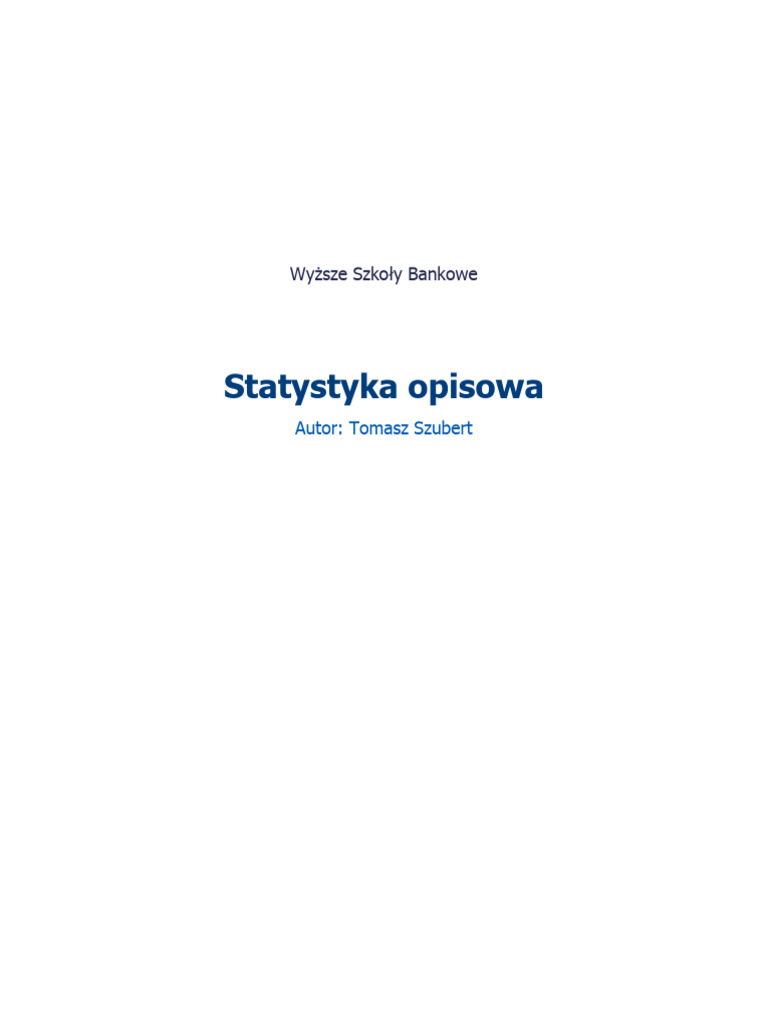 Statystyka Opisowa | PDF