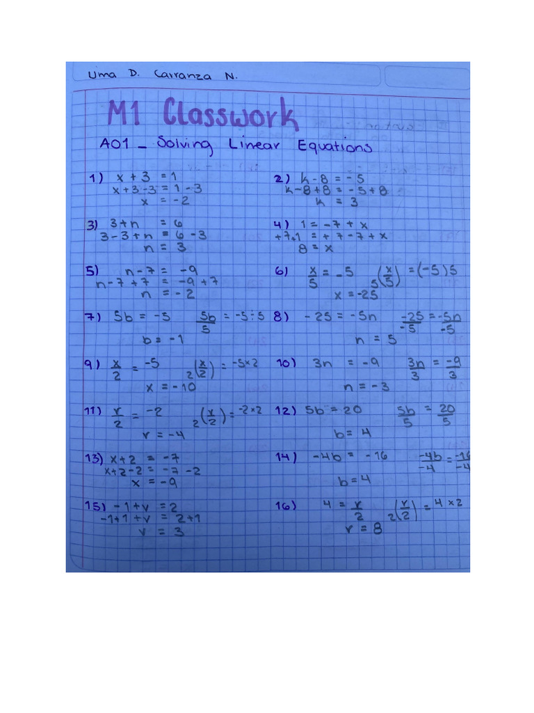 M1 Classwork | PDF