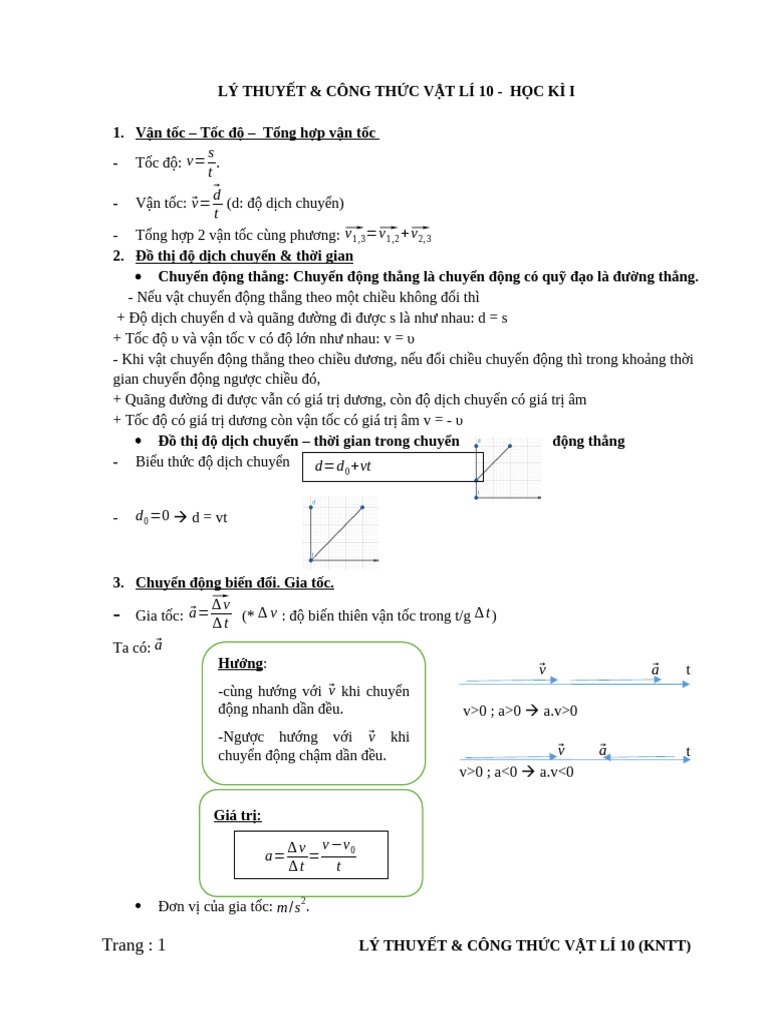 Cong thuc vat li 10 KNTT | PDF