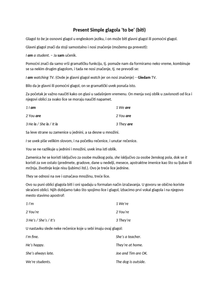 File 01 Present Simple - To Be | PDF