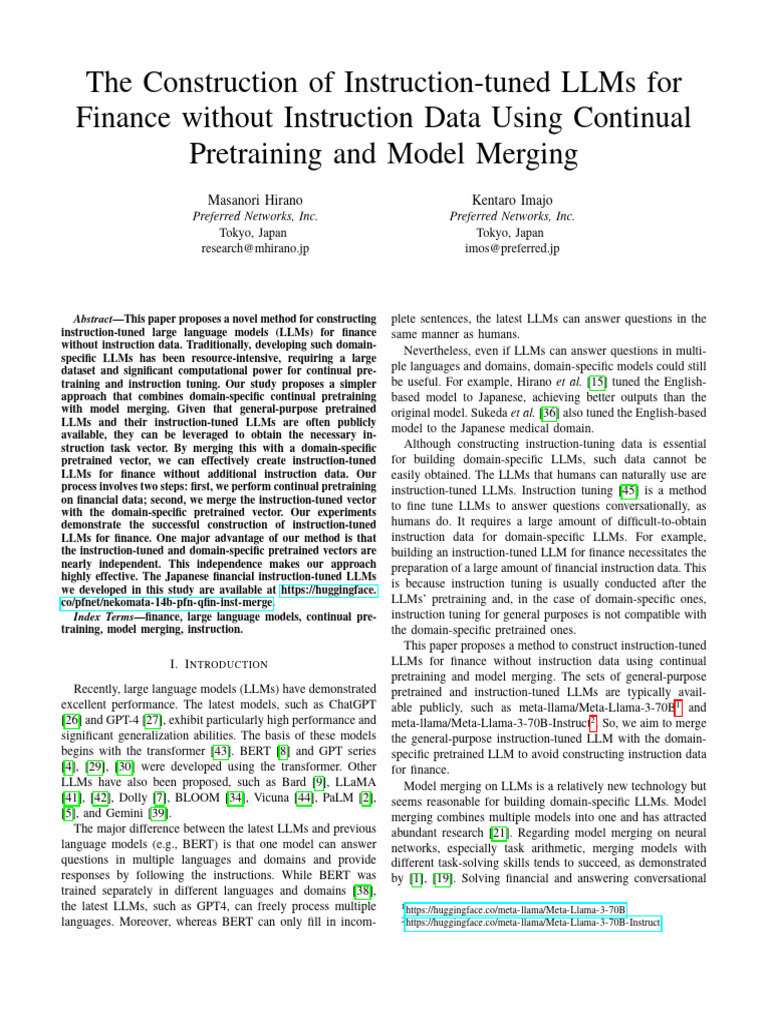 The Construction of Instruction-Tuned Llms For Finance Without Instruction Data Using Continual ...