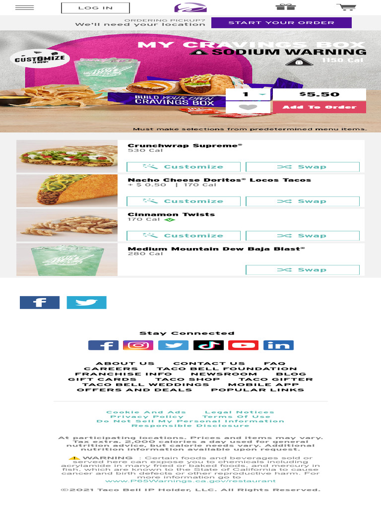 Build Your Own Cravings Box Order Online Today Taco Bell® | PDF