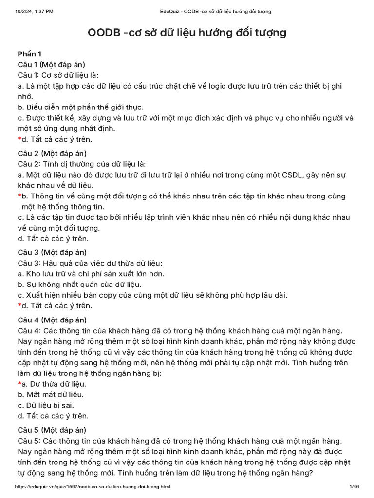 OODB -cơ sở dữ liệu hướng đối tượng | PDF