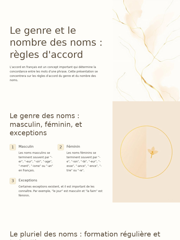Le Genre Et Le Nombre Des Noms Regles Daccord 3 | PDF