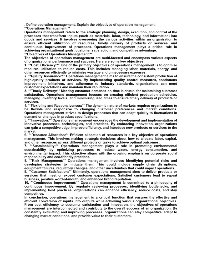 Operations management | PDF | Operations Management | Logistics