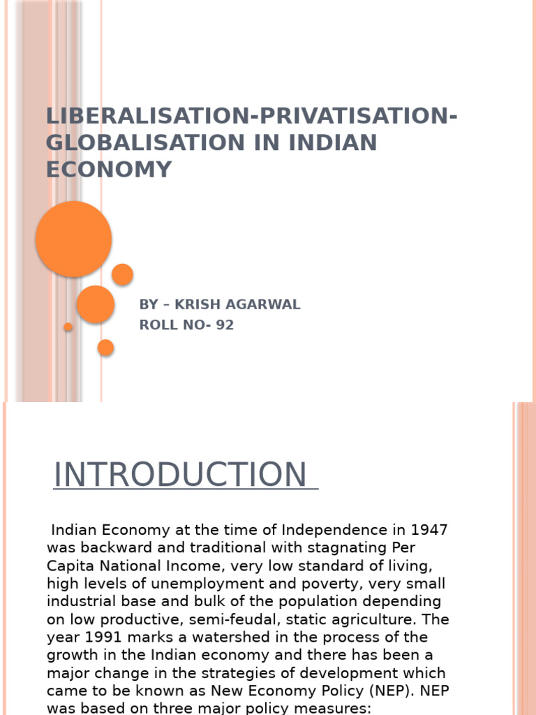 Krish Liberalisation-Privatisation-Globalisation in Indian Economy | PDF | Globalization ...