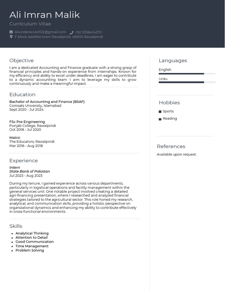 Ali Imran Resume | PDF