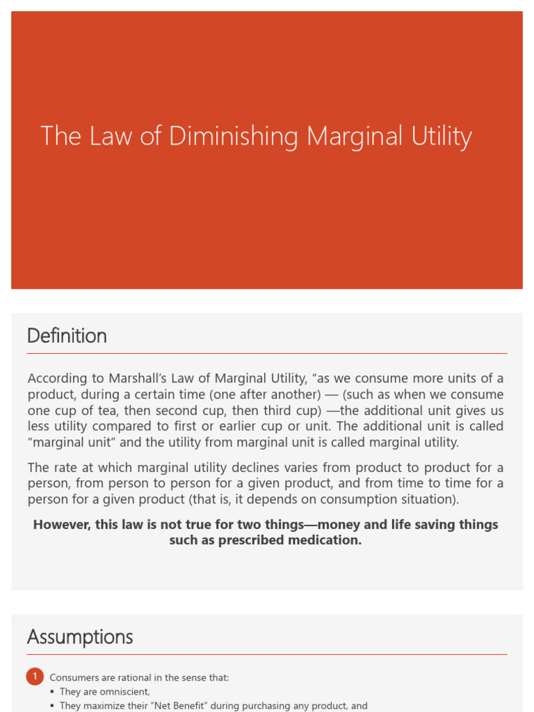 The Law of Diminishing Marginal Utility | PDF | Utility | Marginal Utility