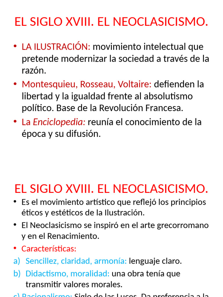 Neoclasicismo e Ilustración del XVIII | PDF