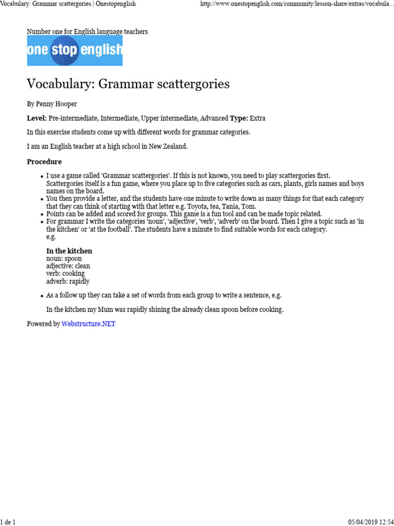 scattergory game | PDF