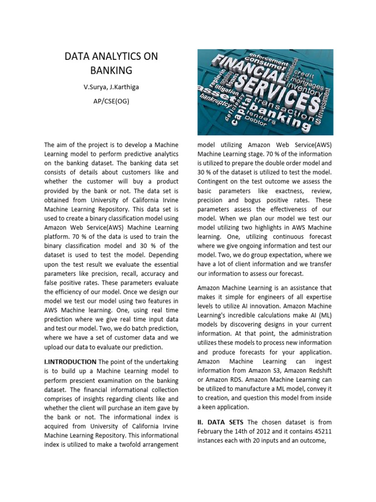 Predictive Analytics in Banking Data | PDF | Regression Analysis | Deep ...