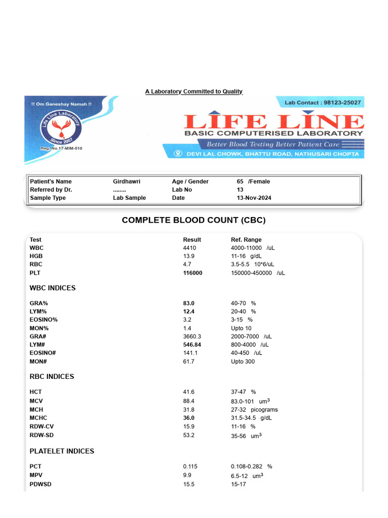 CBC Test Results: Abnormal Findings | PDF