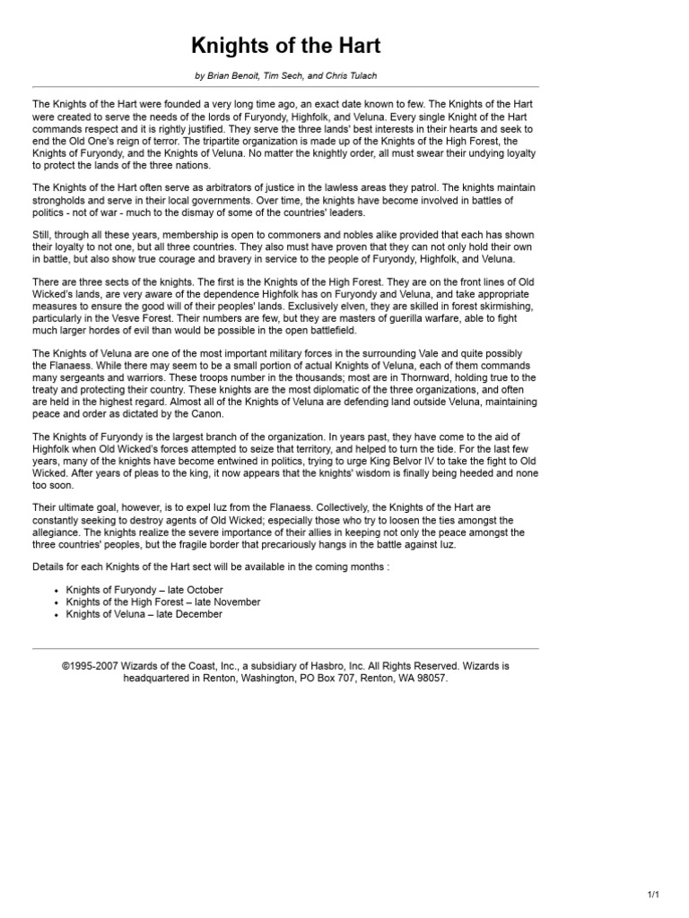 Living Greyhawk - Web Archive - Power Groups, Knights of The Hart | PDF ...