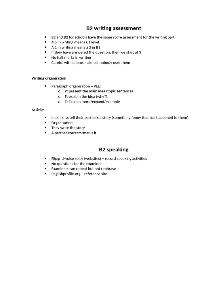 B2 Writing Assessment Guidelines | PDF