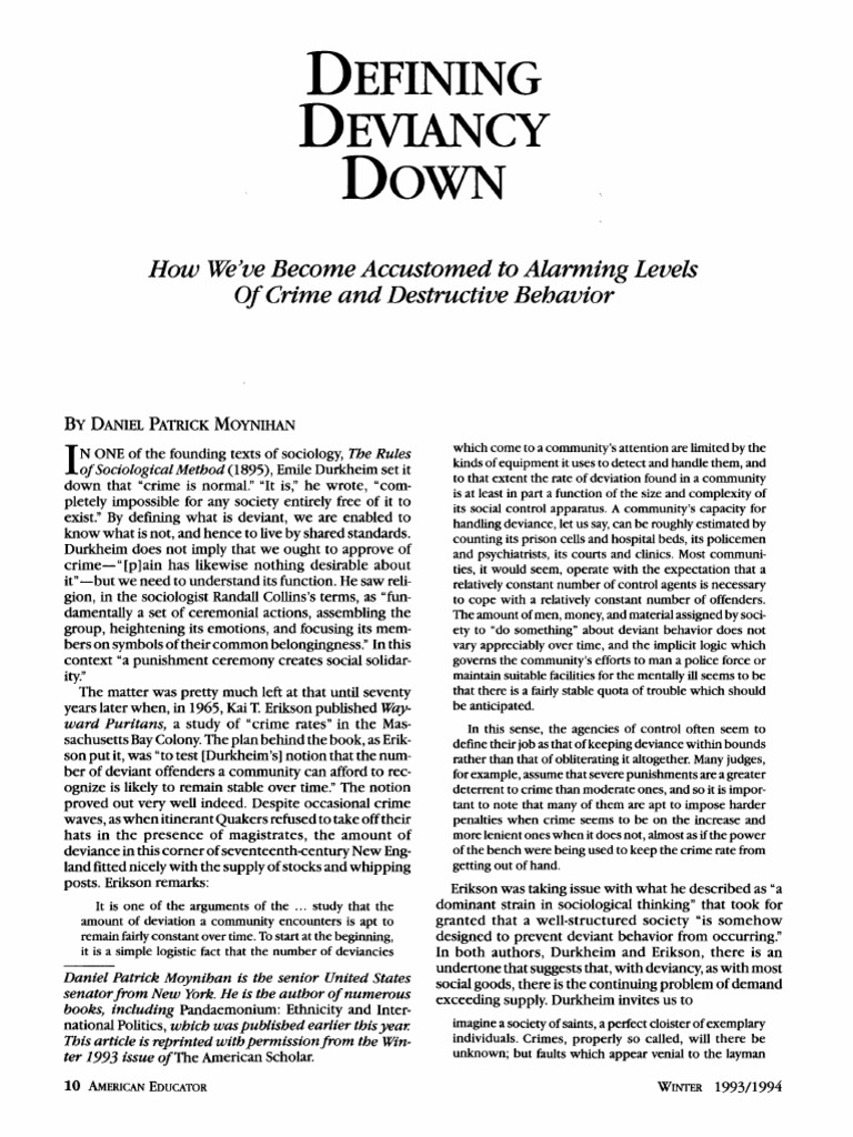 Defining Deviancy Down Amereducator | PDF | Mental Health | Deviance ...