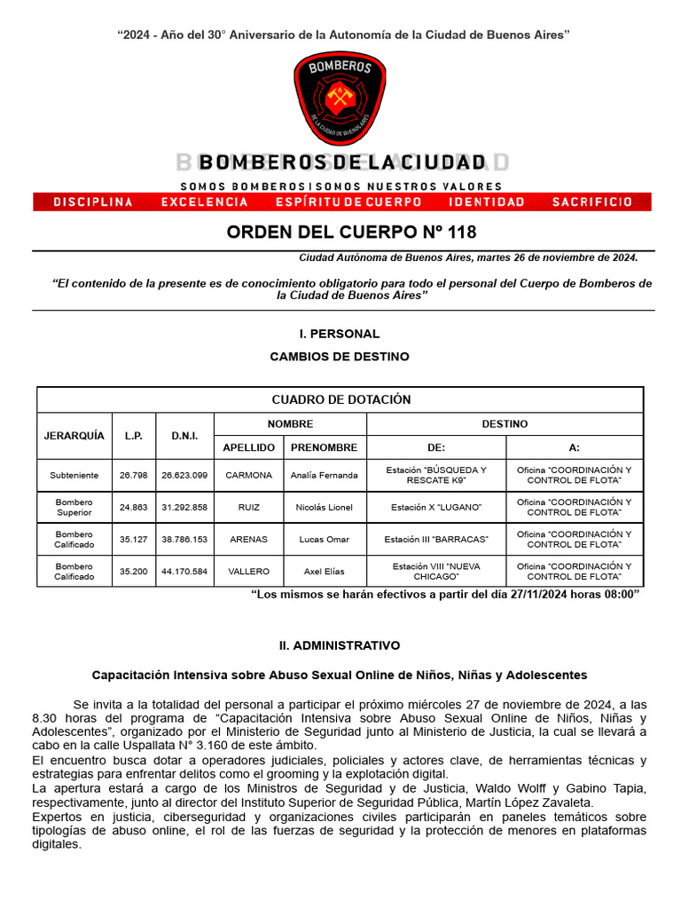 Directivas para Bomberos Parte 118 | PDF