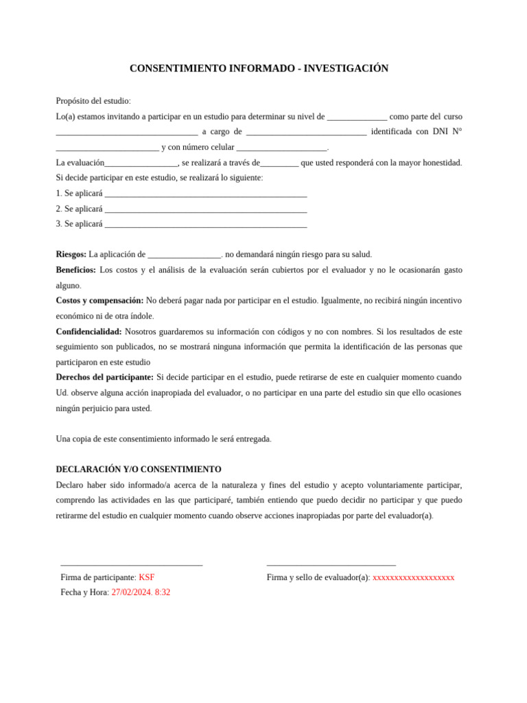 Modelo - Consentimiento Informado | PDF | Consentimiento informado ...