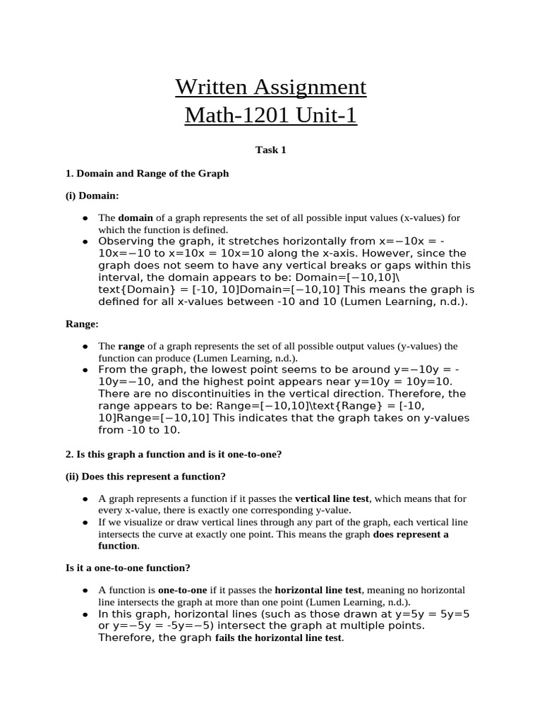 Written Assignment Math-1201 Unit-1 | PDF | Mathematical Analysis ...