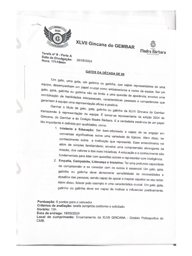 Tarefa 9 - Gatos | PDF