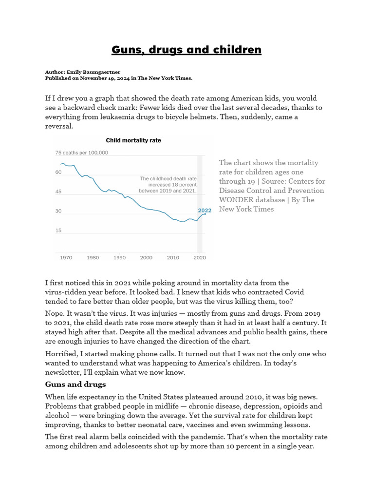 Guns, Drugs and Children Reading Comprehension | PDF | Violence | Gun ...