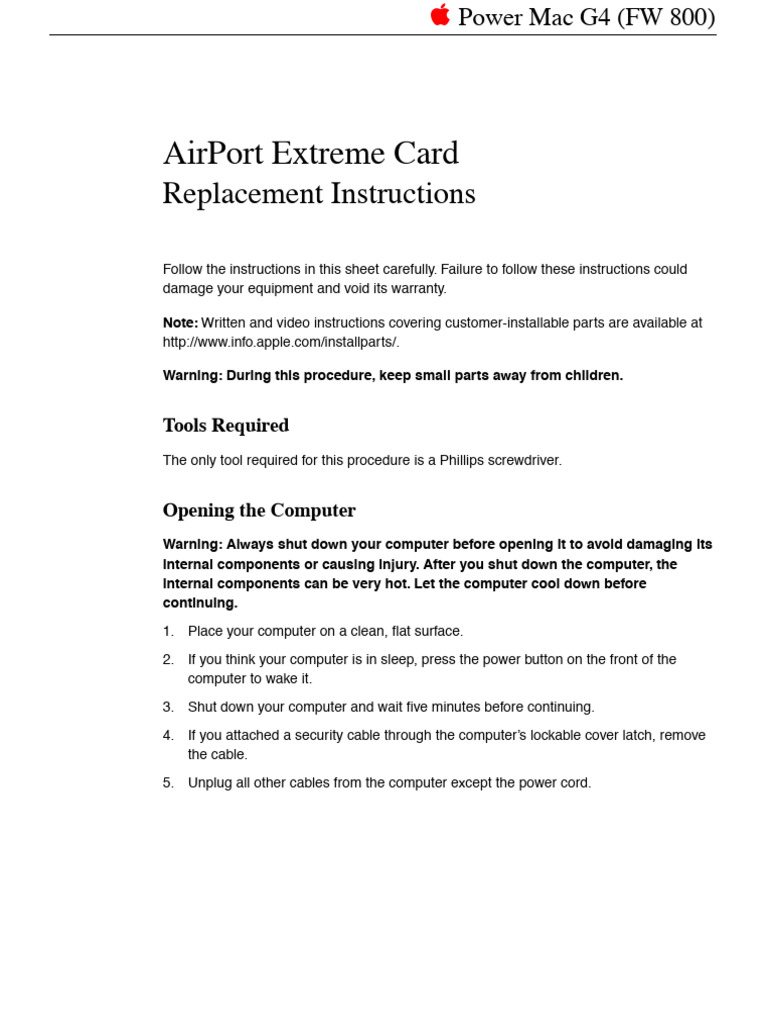 Apple Power Mac FW800 Airport Extreme Instructions | PDF | Apple Inc ...