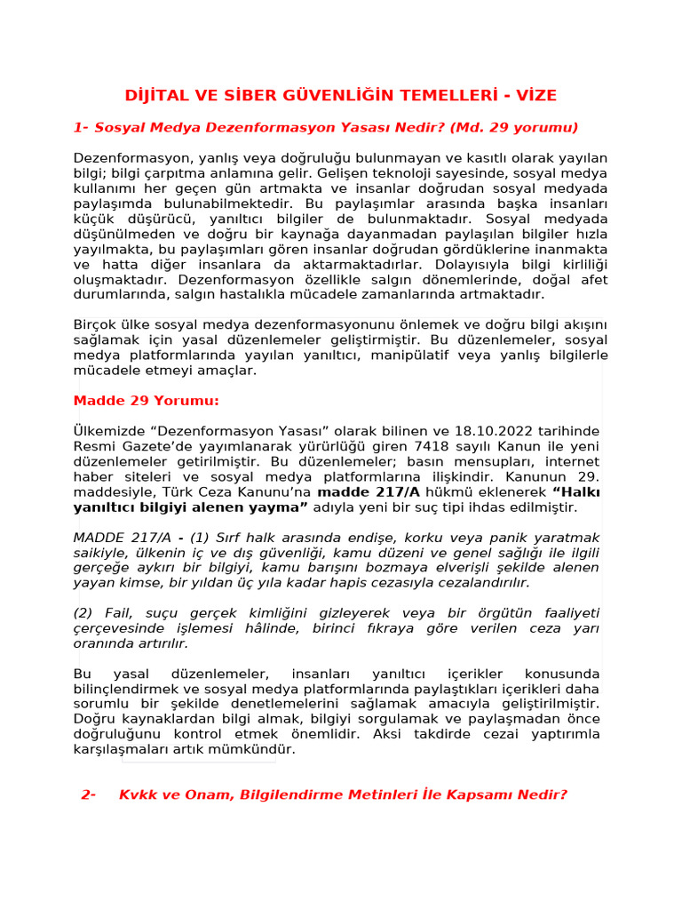 Dijital Ve Siber Güvenliğin Temelleri | PDF