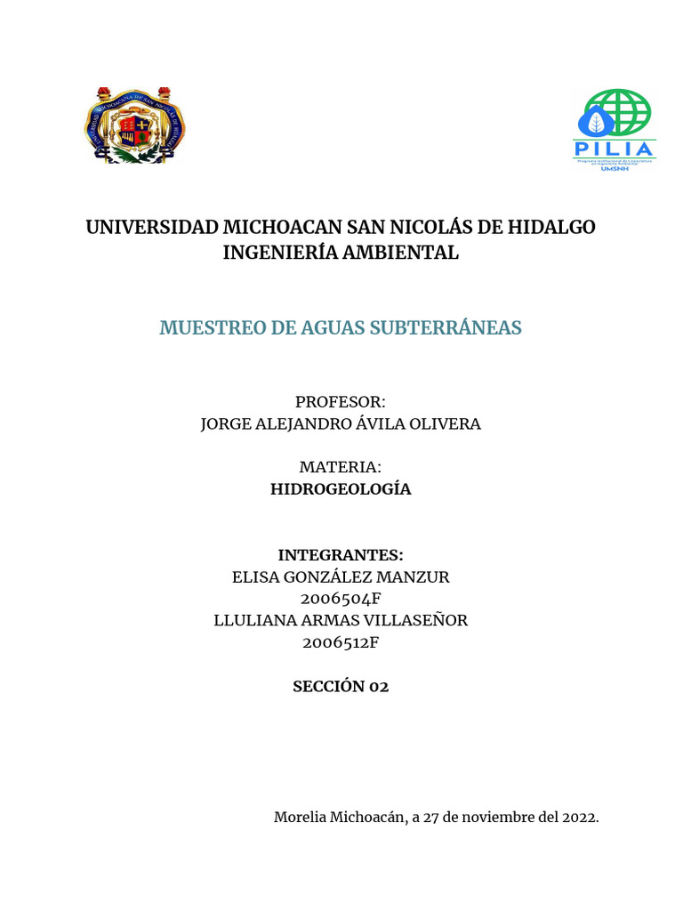 Muestreo de Agua Subterr-Nea | PDF | Agua subterránea | Agua