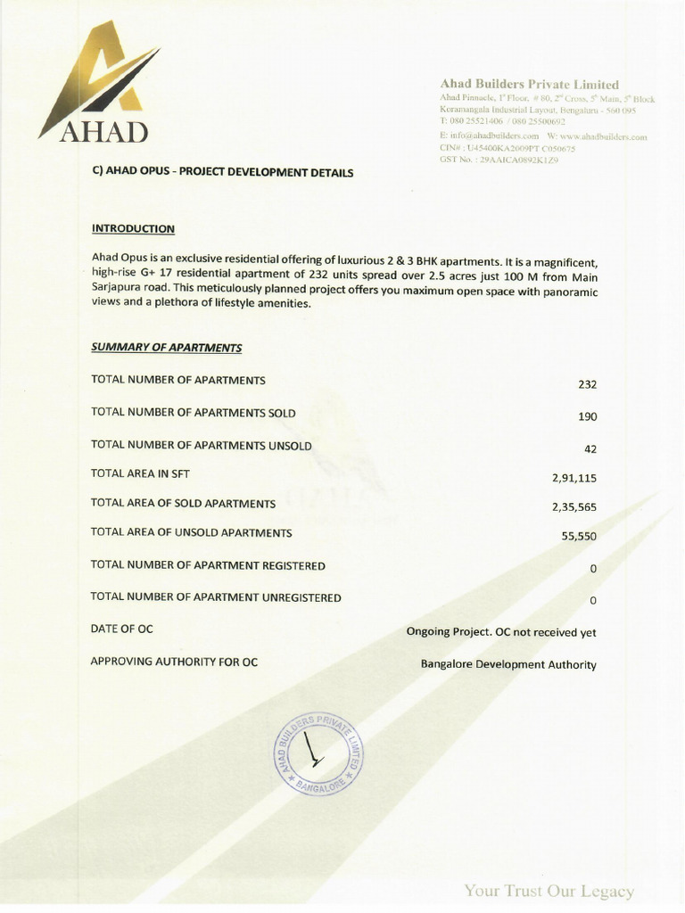 Ahad Opus Previous Project Development Details | PDF