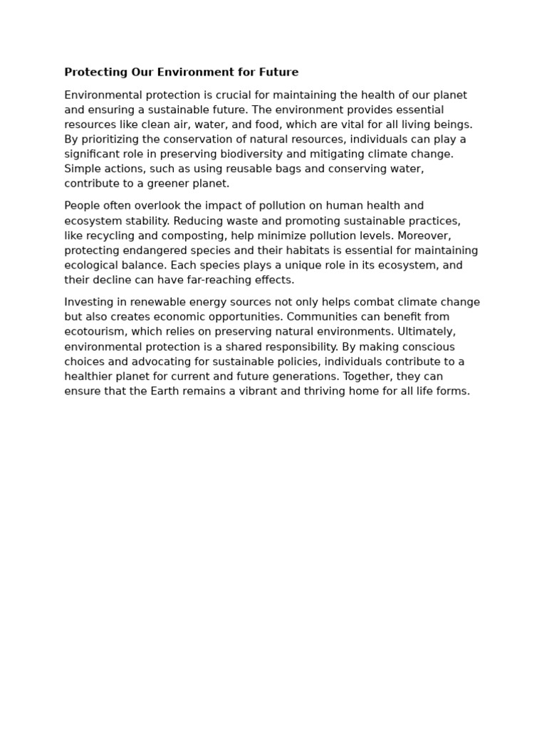 Protecting Our Environment For Future | PDF