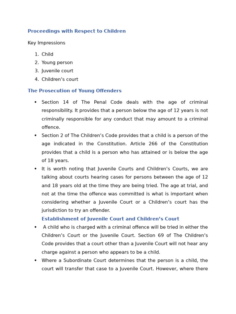 Proceedings With Respect To Children | PDF | Juvenile Delinquency ...