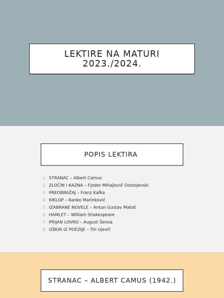 Lektire Na Maturi | PDF