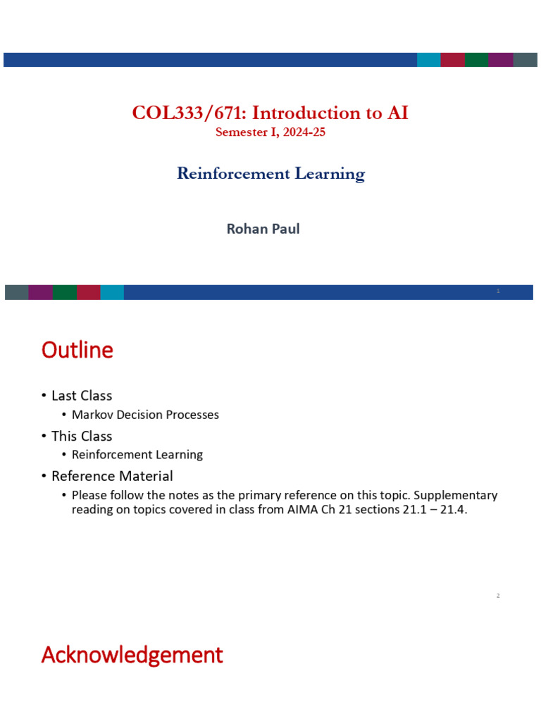 Reinforcement Learning Overview | PDF | Learning | Applied Mathematics