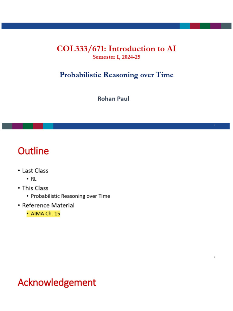 L14 Probabilistic Reasoning Over Time | PDF | Applied Mathematics | Probability Theory