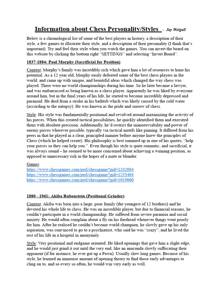 Information About Chess Styles | PDF | World Chess Championships | Chess