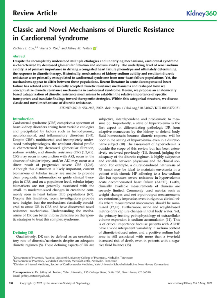 Classic and Novel Mechanisms of Diuretic.22 | PDF | Medical Specialties ...