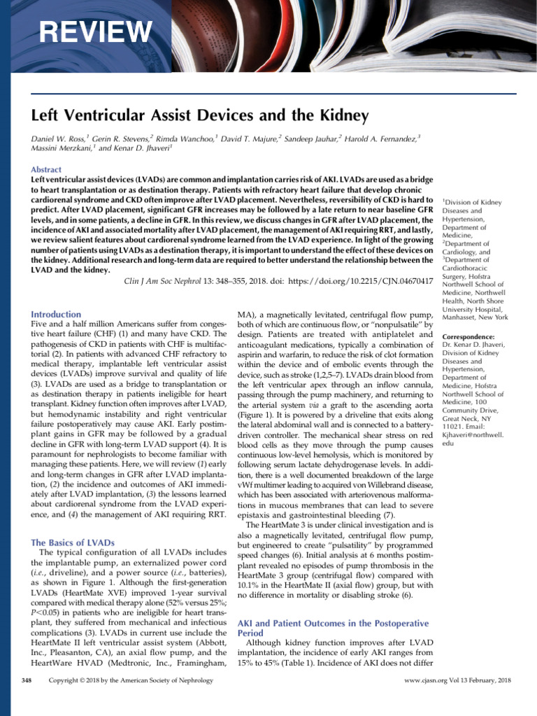 Left Ventricular Assist Devices and the Kidney.28 | PDF | Heart Failure | Chronic Kidney Disease
