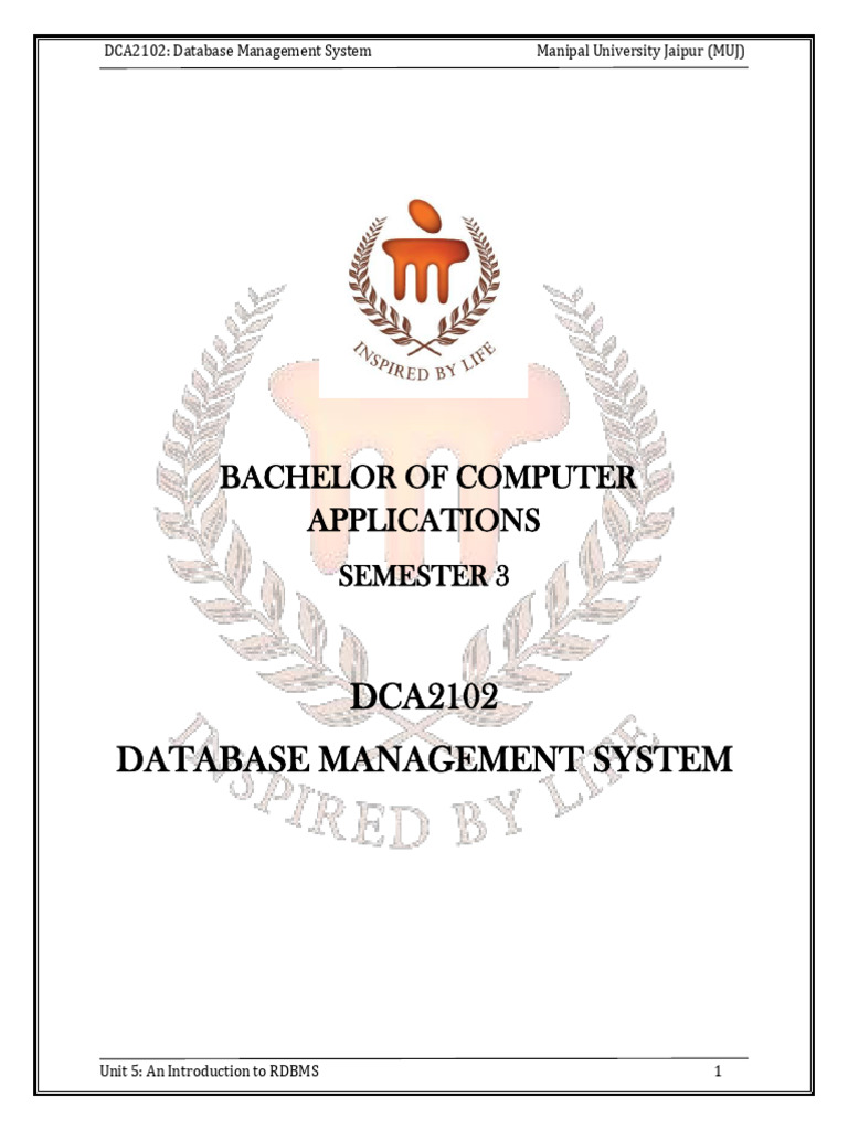 DCA2102 Unit-05 | PDF | Relational Database | Relational Model