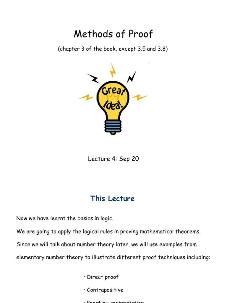 Methods of Proof (Discrete Math) | PDF