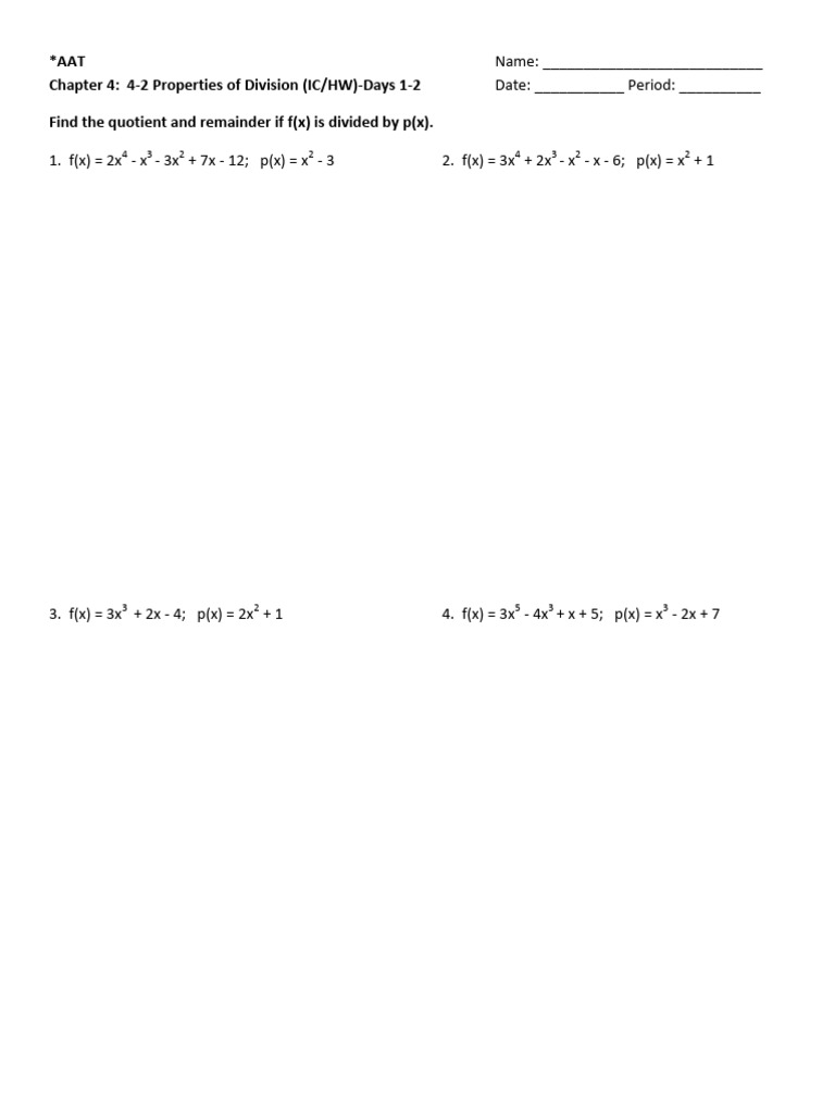 4-2 Properties of Division | PDF