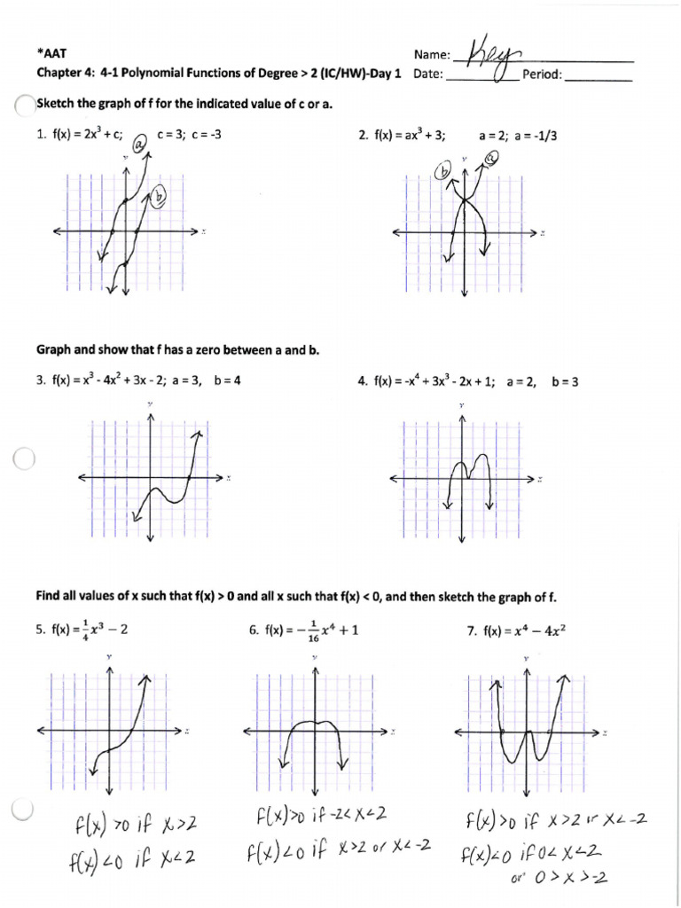 4-1 Polynomial Functions of Degree Greater Than 2 | PDF