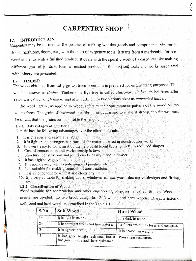 Carpentry Shop | PDF