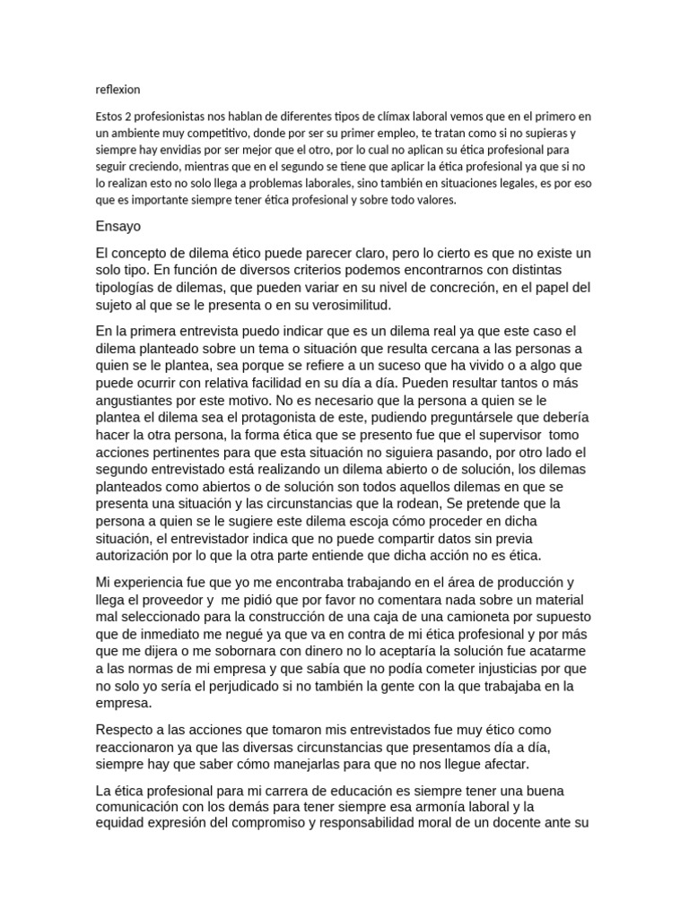 Reflexion Pre Proyecto Borrador | PDF