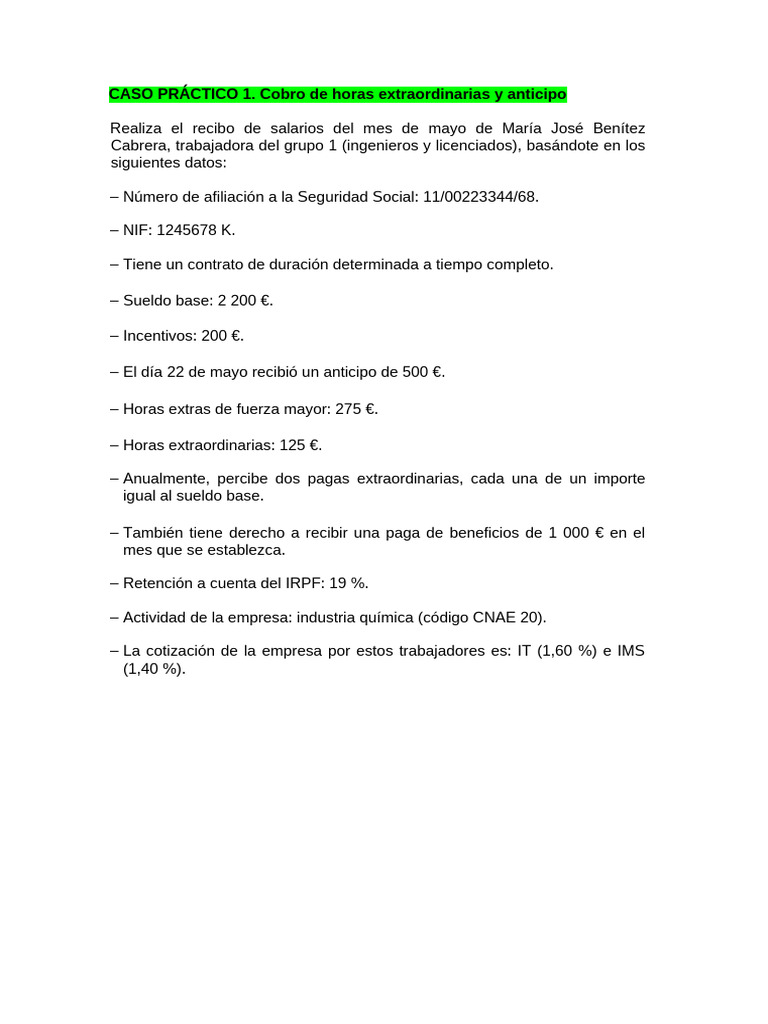 PROPUESTA DE EJERCICIOS REPASO PARA EXAMEN (1) | PDF | Salario | Ética de negocios