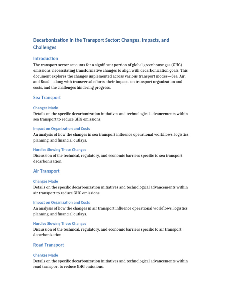 Decarbonization Transport Sector | PDF | Climate Change Mitigation ...