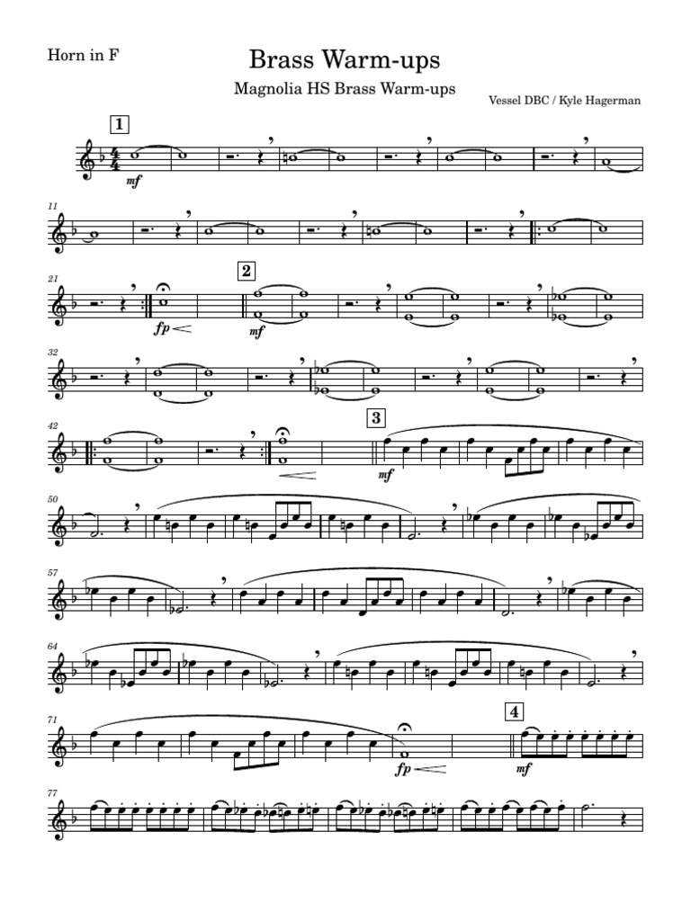 Brass Warm-ups-Horn in F | PDF
