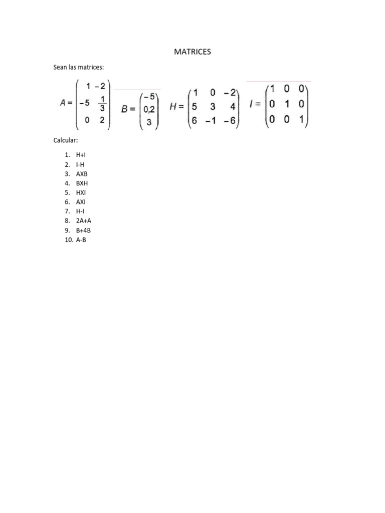 Tarea matrices | PDF
