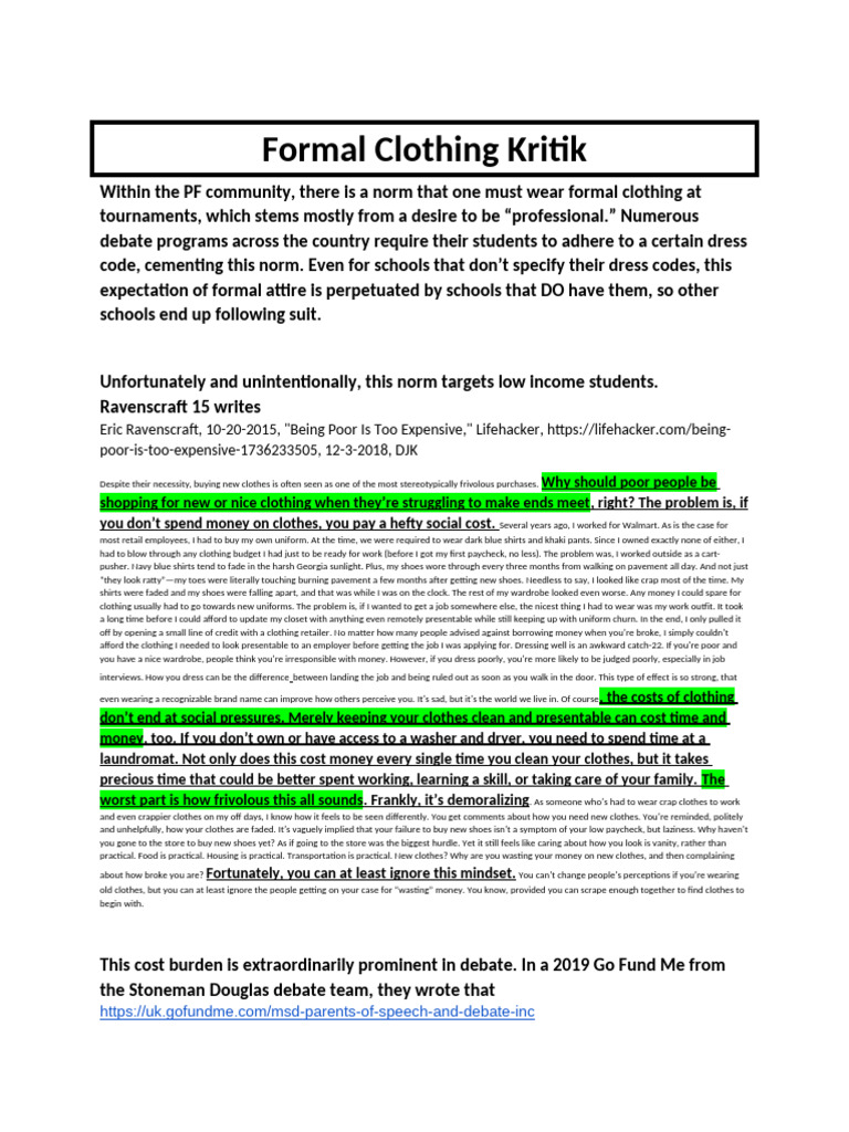 Formal Attire's Impact on Debate Access | PDF | Clothing | Race (Human ...